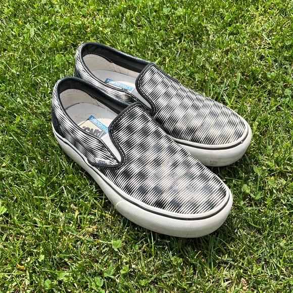 Vans | Shoes | Vans Slip On Platform Sneakers With Blurred Checkered ...